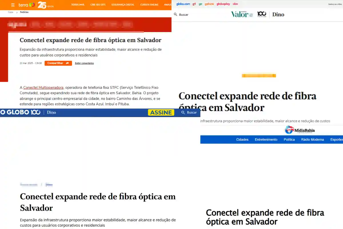 Internet 100% fibra óptica Conectel na Av. Tancredo Neves - Conectel Multioperadora